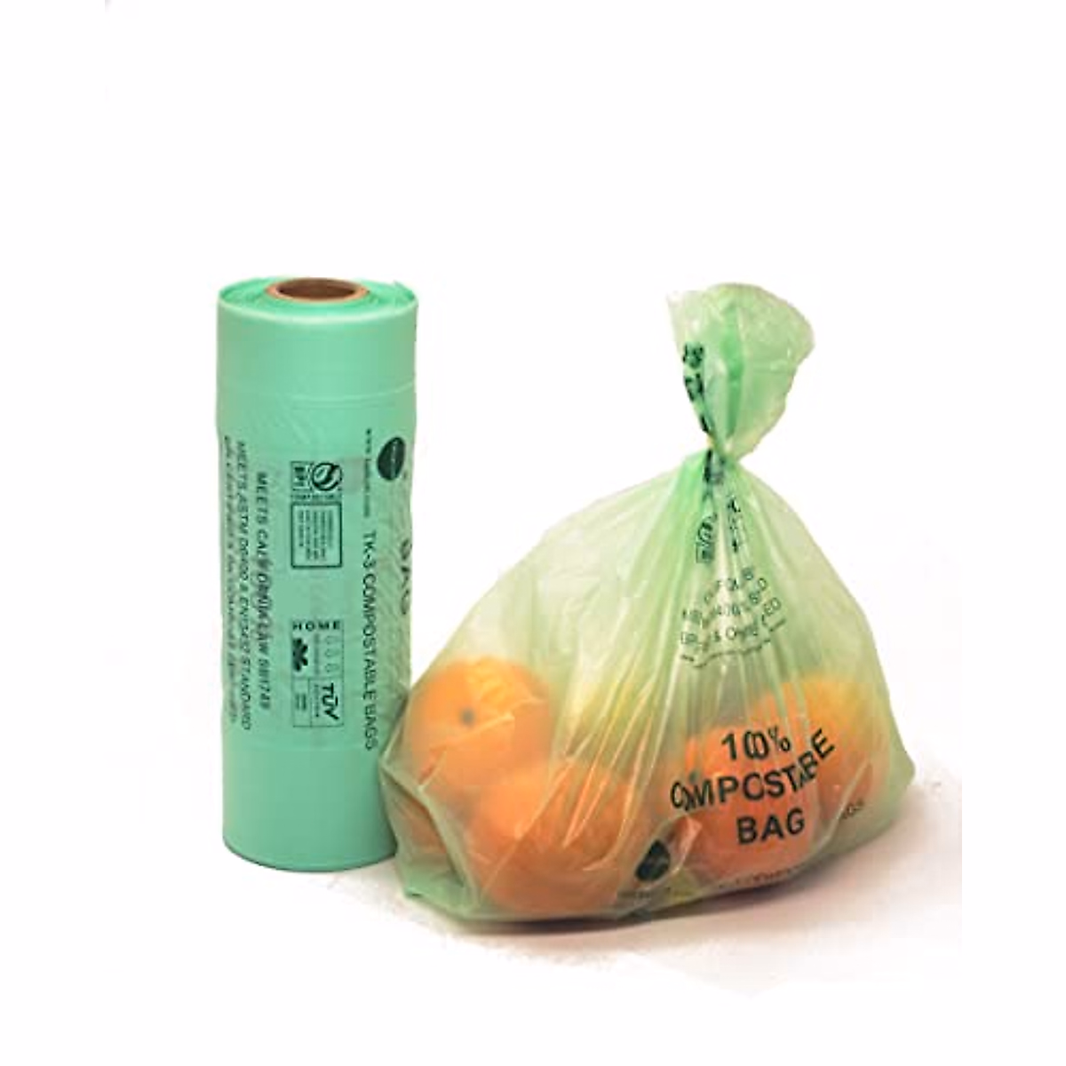 Tankon 250 Count, 15"x17", Compostable Produce Bags OR 250 Bags, 2.6 Gallon 100% Compostable Bags, 9.84 Liter, ASTM D6400 BPI & OK Compost Home Certified.