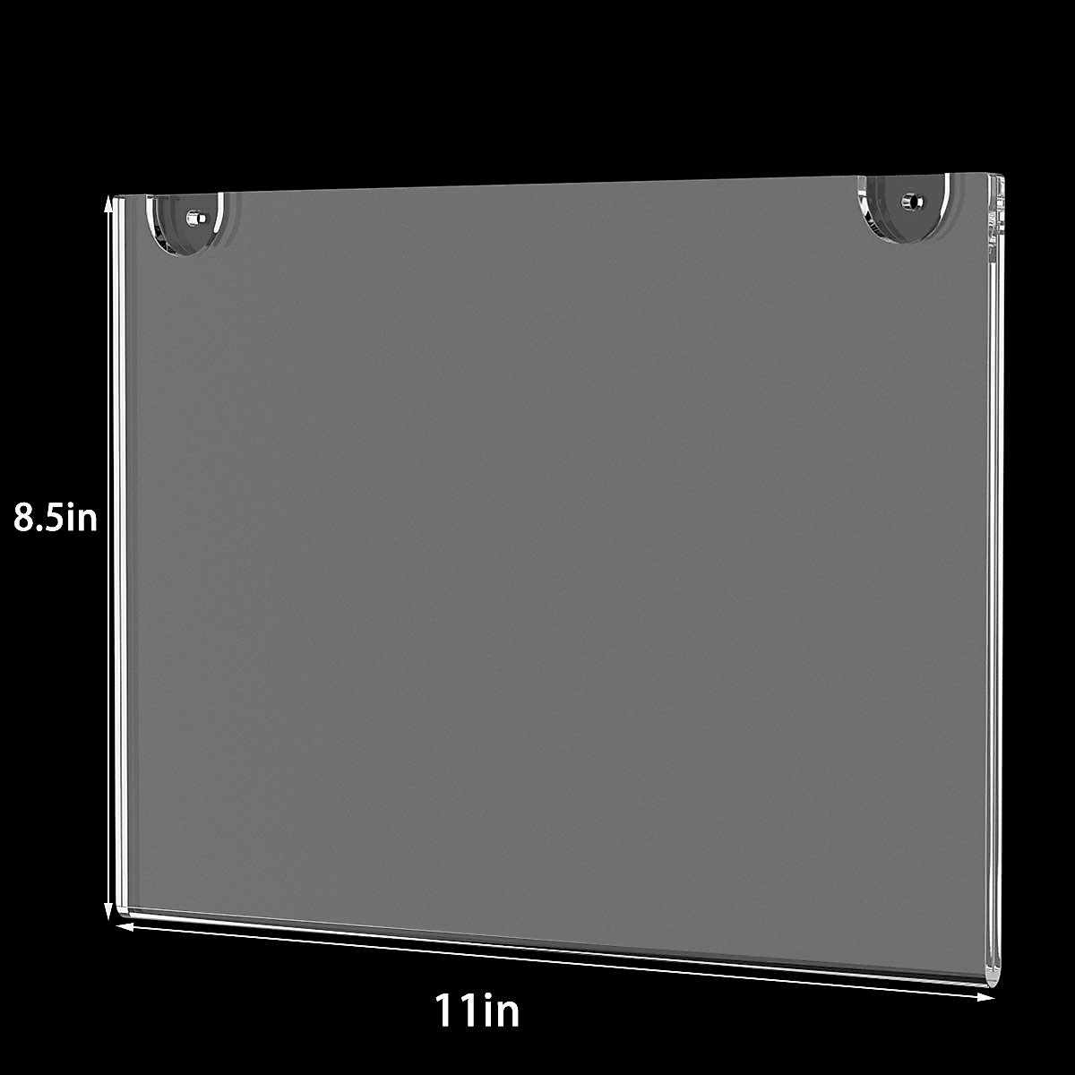HIIMIEI Acrylic Wall Mount Sign Holder 8.5 x 11 Horizontal 12 Pack , Clear Paper Document Holder, Wall Mount Ad Frame with 3m Tape Adhesives & Screws for Office, Home, Store, Restaurant