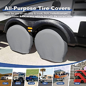 Explore Land Tire Covers 4 Pack - Tough Wheel Protector for Truck, SUV, Trailer, Camper, RV Universal Fits Tire Diameters 26-28.75 inches, Charcoal