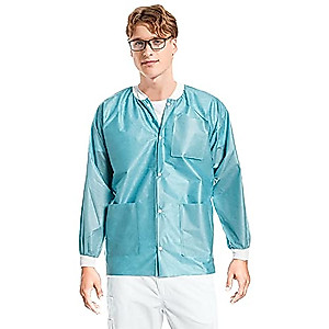 ValuMax 3530TEXS Easy Breathe Cool and Strong, No-Wrinkle, Professional Disposable SMS Hip Length Jacket, Teal, XS, Pack of 10