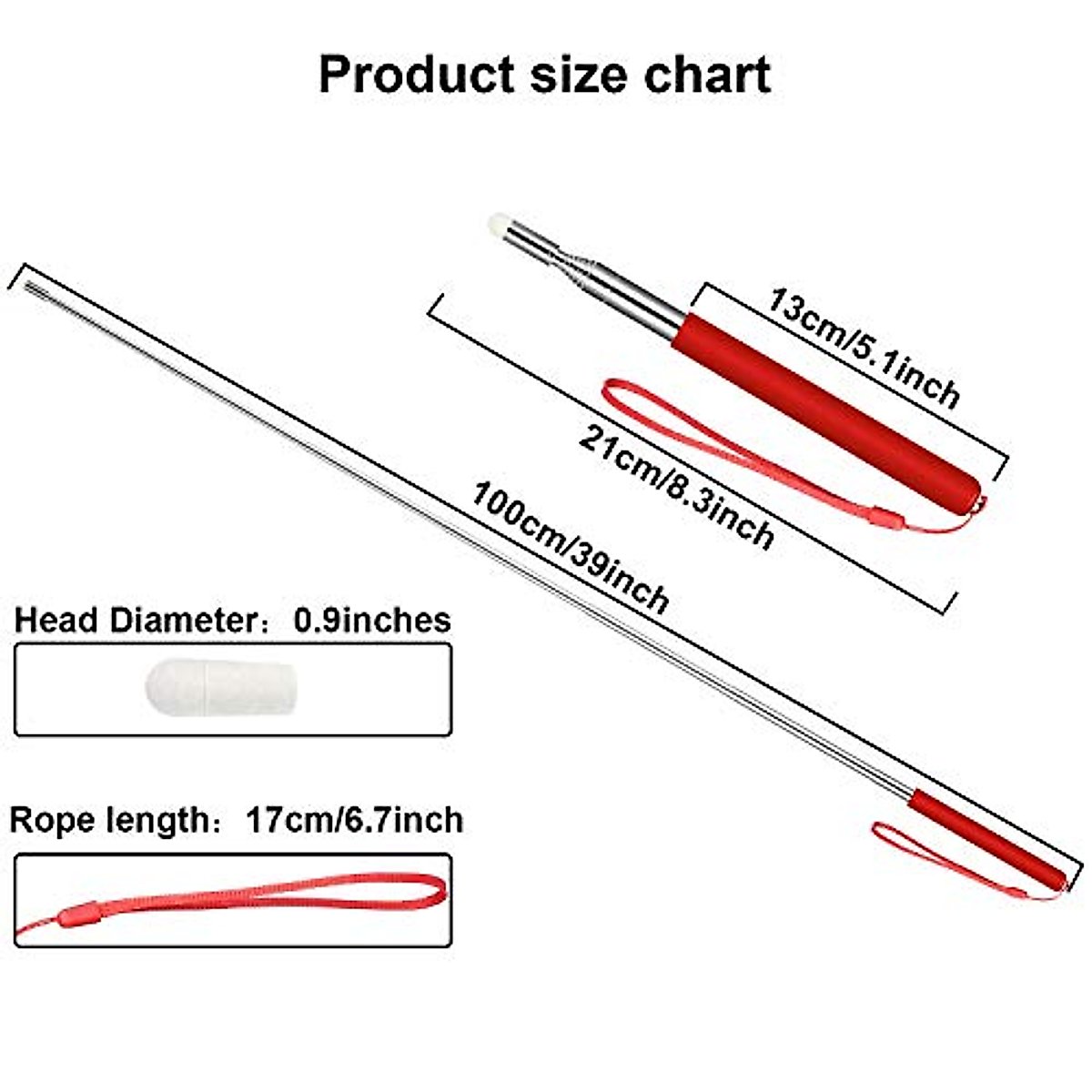 4 Pieces Retractable Teacher Pointer Telescopic Teaching Pointer Presenter Whiteboard Pointer and Lanyards with 6 Pieces Extra Felt Nibs for Teachers Presenter, Extends Design (39 Inches)