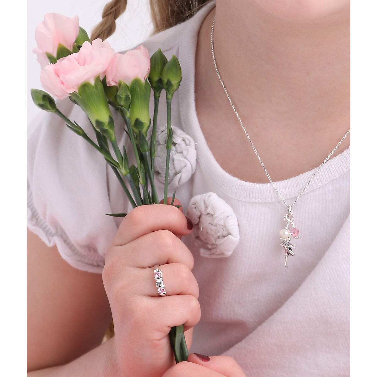Sterling Silver Baby Ring with Twisted Band and Pink/White CZ's (Size 3)