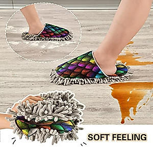 Kigai Microfiber Cleaning Slippers Dragon Scales Washable Mop Shoes Slipper for Men/Women House Floor Dust Cleaner, Size L