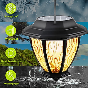 Eeauld Solar Pathway Lights, 2 Pack Shepherd Hook Lights Waterproof Hanging Solar Lights 34 Inch Outdoor Solar Lanterns 3000K Warm White