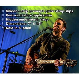 Guitar Gummy™ The ORIGINAL Guitar Strap Non Slip Grip Strip Pad; Prevent Neck Dive - SET of 4 PIECES; Large Black (Black)