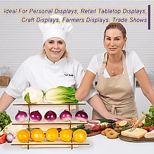 Flenpptly Retail Display Shelves Display Stand Retail Table Wooden 3 Tiers Display Rack Portable Shelf Rack for Retail Counter Top Craft Shows Farmers Market Tradeshows (2 Corner+1 Straight)