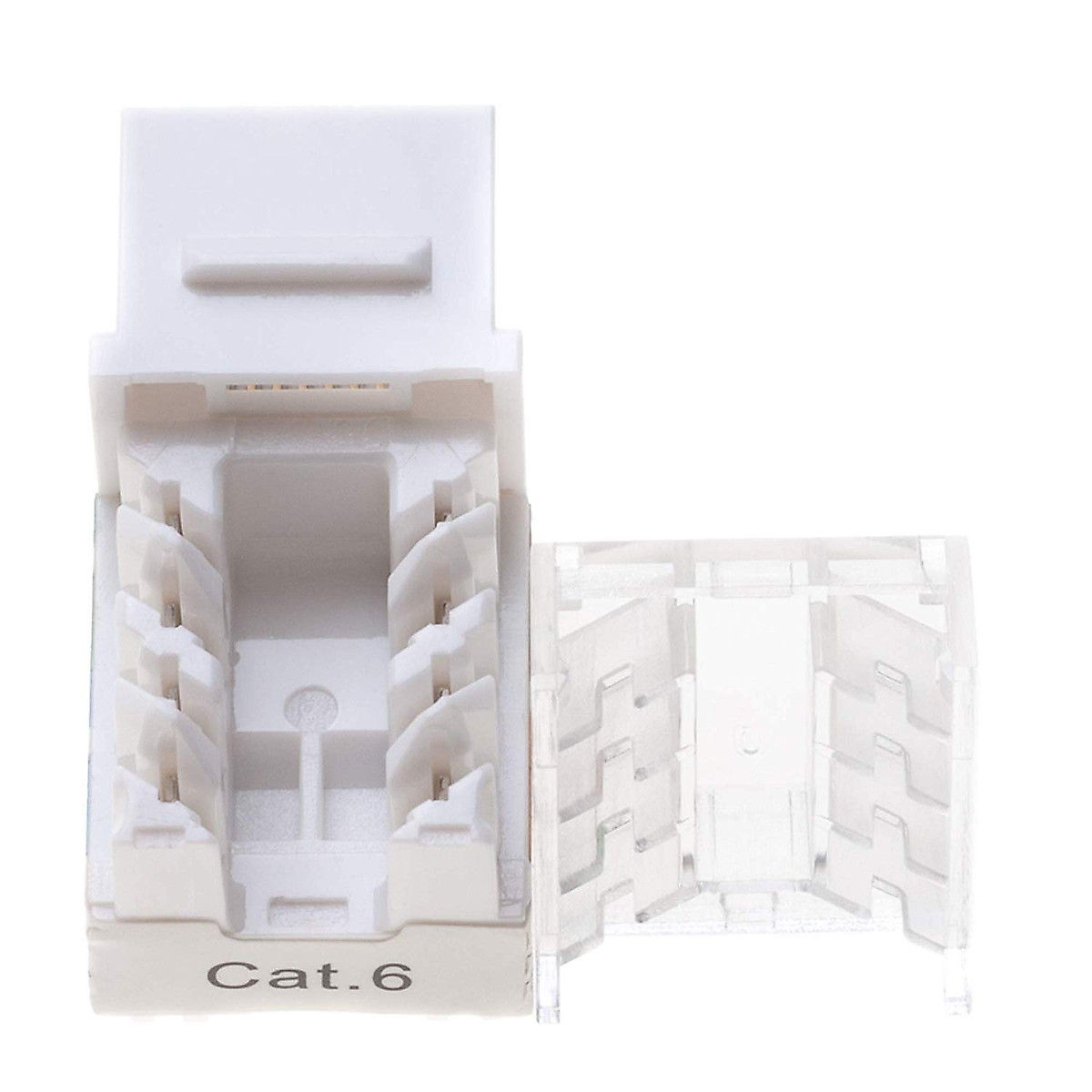 SATMAXIMUM Cat6 Keystone Ethernet Wall Jack Punch Down UTP 45-Degree (Easier Termination Than 90-Degree), RJ45 Slim Profile Speed Termination 45° Angled White (50 Pack)