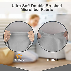 YIYEA Fitted Sheet Only, Premium Double Brushed Microfiber Deep Pocket Fitted Sheet Full Size, Ultra Soft Fitted Bottom Sheet, Shrinkage, Fade Resistant, Full, Light Gray