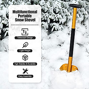 Goplus Snow Shovel for Car, 22”-32.5” Collapsible Portable Emergency Snow Removal Tool for Driveway Snowmobile Trunk, Lightweight Aluminum