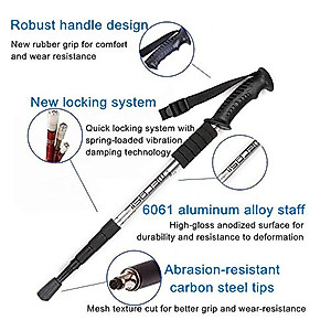 Mount Plus MP-HIKE4 Women and Children Mountain Tech Aluminum Adjustable Trekking Poles | Lightweight Quick Lock Walking Or Hiking Stick - 2 Set (4 Poles)