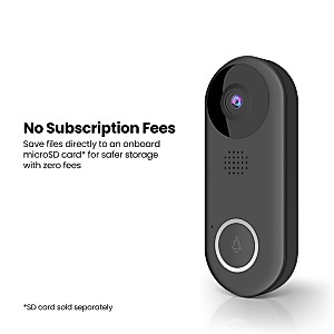 Feit Electric Doorbell Camera, Wireless Video Doorbell, 2.4 GHz WiFi, No Hub, Two-Way Audio, Motion Detection, Night Vision, 1080p HD, Micro SD Card Storage, Hardwired, CAM/Door/WiFi