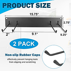 RedCall Garage Tool Organizer,2 Pack Garage Organization Wall Mount,Heavy-Duty Steel Garden Tool Organizer Storage Rack,Broom Holder Wall Mount,Hangers Garden Yard Tool Rack