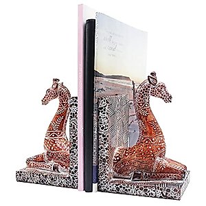 Giraffe Decorative Bookend,Giraffe Statues Bookshelves Decor, Antique Style Book Ends, Supports for Shelves and Desk,Kids Room, Home Office or Desk,a Great Gift for Kids and Adults.