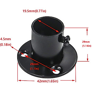 Antrader 0.75 Inch Diameter Stainless Steel Matte Black Adjustable Closet Rod Flange Holder Shower Socket Bracket Support Pack of 4