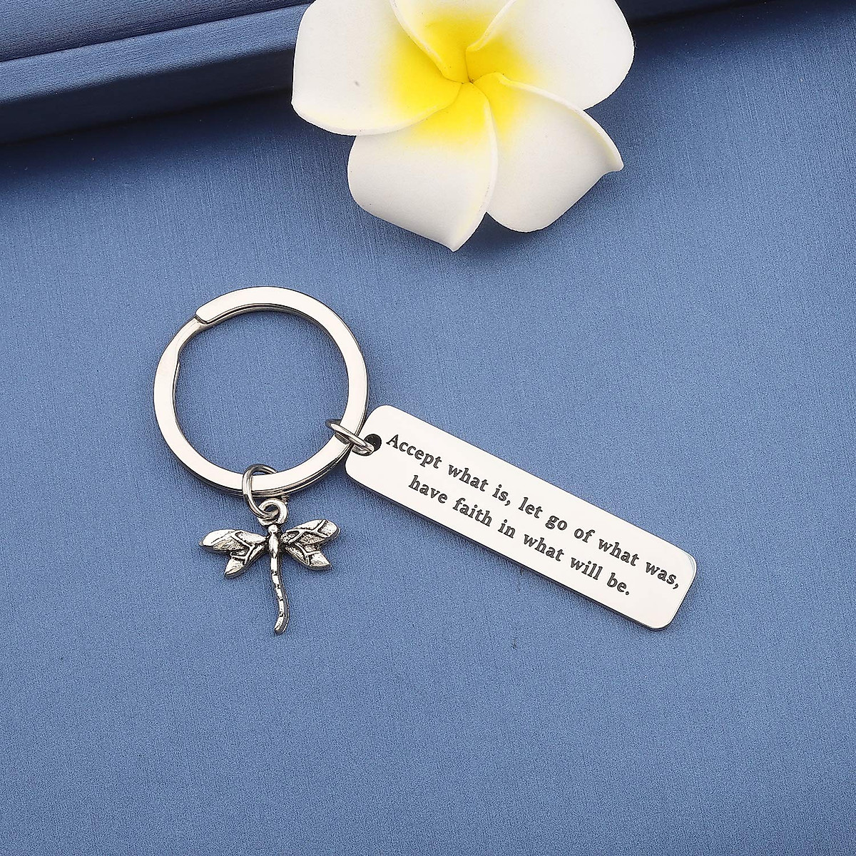 MYOSPARK Accept What Is Let Go of What Was And Have Faith In What Will Be Dragonfly Keychain Inspirational Jewelry Gift (Dragonfly Keychain)