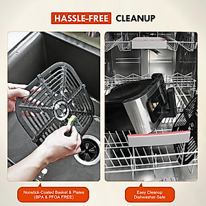 MIRASTON 6.5QT Air Fryer, 8-in-1 Smart Digital Air Fryers with Large Visual Window, 8 Presets Recipes & Manual Adjustments for Quick Easy Meals, Dishwasher-Safe, for Family, Party