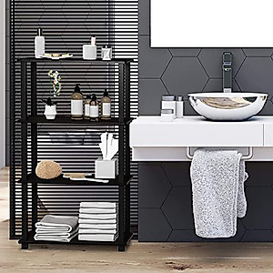 Furinno Turn-N-Tube 4-Tier Multipurpose Shelf Display Rack, Square Tube, Espresso/Black