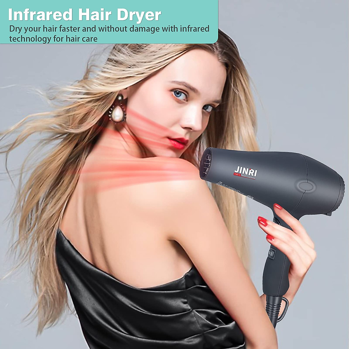 1875w Professional Tourmaline Hair Dryer,Negative Ionic Salon Hair Blow Dryer,DC Motor Light Weight Low Noise Hair Dryers with Diffuser & Concentrator & Comb
