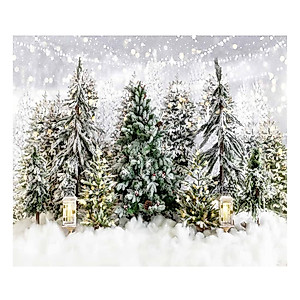 Kate 10x8ft Polyester Christmas Tree Farm Photography Backdrops for Shooting Glitter Snowflakes Forest Winter Wonderland Photobooth Background Nature Scenery Tree Landscape Backdrop