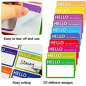 200 Pcs Name Tag Stickers for Events & School | Vibrant Labels