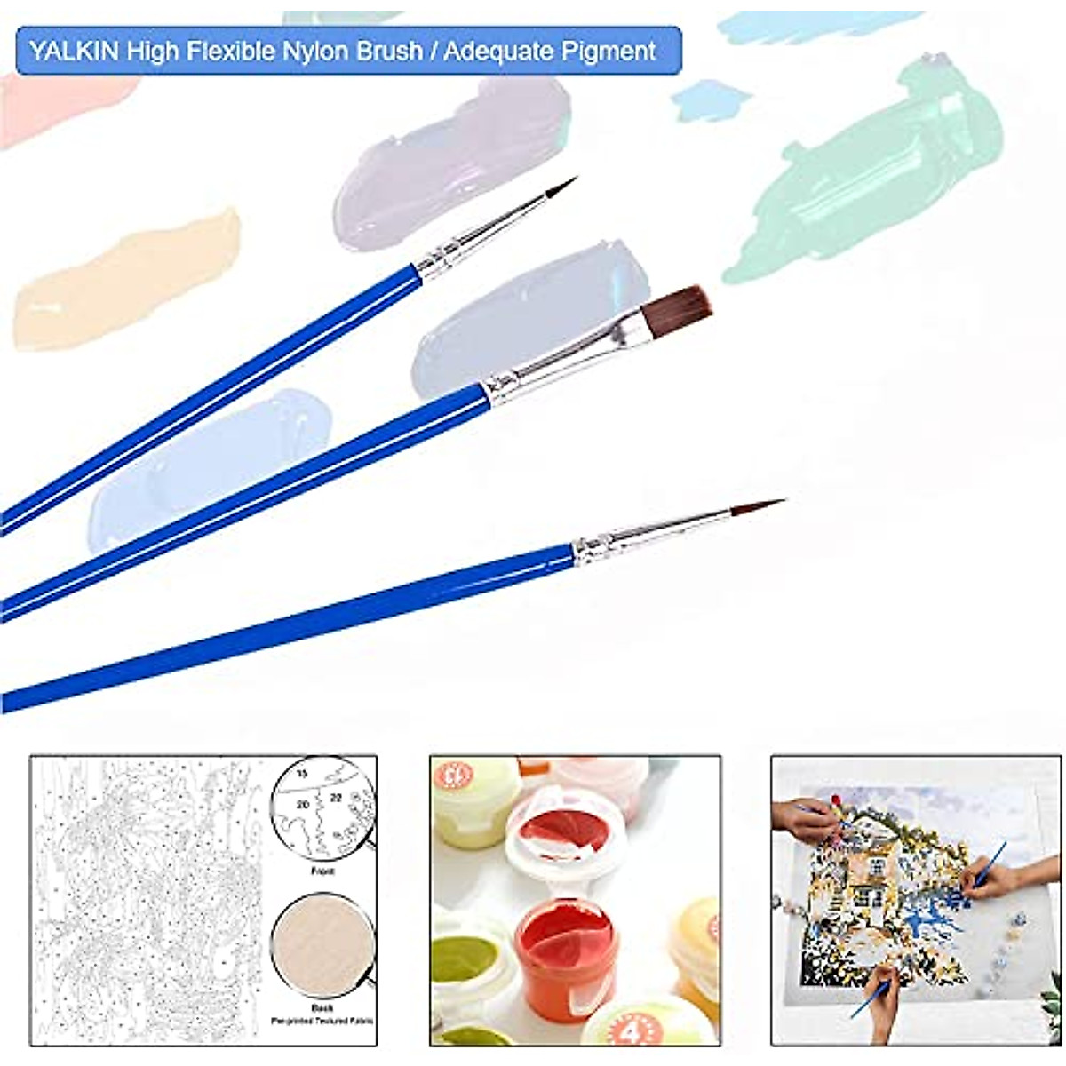 YALKIN 3 Packs Paint by Number for Adults Beginners on Canvas, Paint by Numbers Flowers, Flower Painting by Number Perfect for Gift Home Wall Decor(3 Pack,12x16inch)