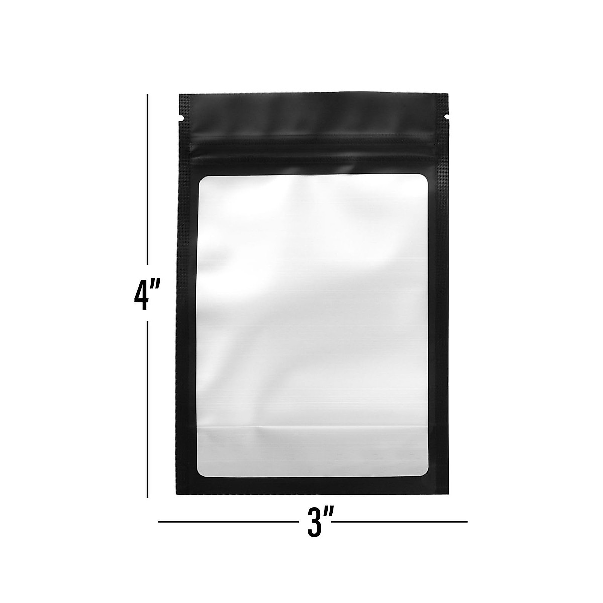 COLSEN 3 x 4 Inches 400 Pack (28 g or 1 oz) Smell Proof Mylar Resealable Foil Pouch Bags - Food Storage Airtight Multi Purpose Zipper Candy Bags for Small Business (Matte Black with Clear Window)