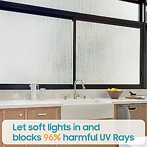 Viseeko Privacy Window Film: Frosted Glass Window Film Non-Adhesive Static Cling Window Film Sun Blocking Removable Room Decor for Bathroom Home Office (Silver Silk, 23.6 x 78.7 inches)