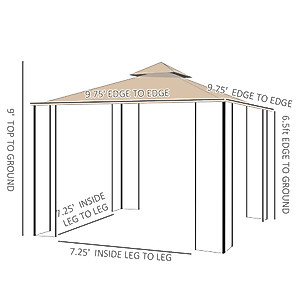 Outsunny 10' x 10' Patio Gazebo with Corner Shelves, Outdoor Gazebo Canopy Shelter with Netting, and Vented Roof, for Garden, Lawn, Backyard and Deck