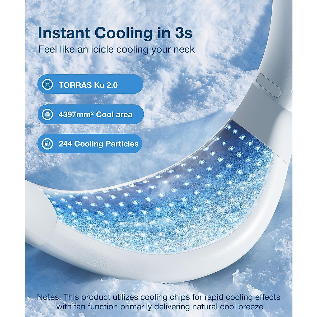 TORRAS [COOLiFY Air・2024 Upgrade Neck Air Conditioner, Ultra-Light Portable Neck Fan Rechargeable, Personal Cooling Device Neck Fans that blow cold air with 3 Modes Fan/Cooler/Heat, White