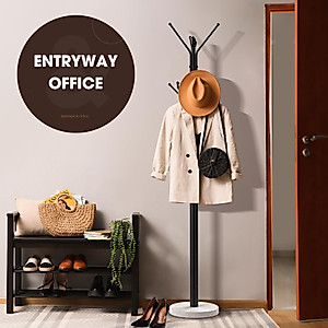 Ulimart Coat Racks Free Standing,Metal Sturdy Coat Rack with 12 Storages,Coat Tree with Natural Marble Base,For Hanging Coat Bags Hats Umbrella,For Entryway Bedroom Office