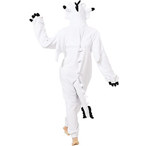 Oiziuzio Animal Unisex Onesie Holloween Cosplay Costume Dragon Pajamas for Adult Women Men White XL