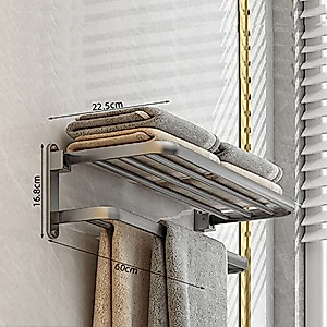 Towel Racks, Bathroom Hotel Bath Towel Rack with Double Towel Bar Wall Mount Shelf for Kitchen or Bath Hanging