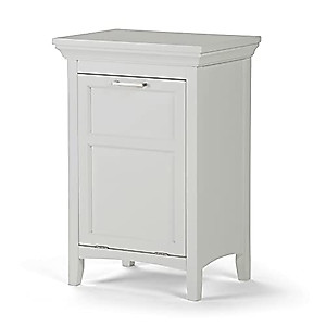 SIMPLIHOME Avington 29.9 inch H x 20.5 inch W Laundry Hamper in Pure White with 1 Storage Compartment, for the Bathroom