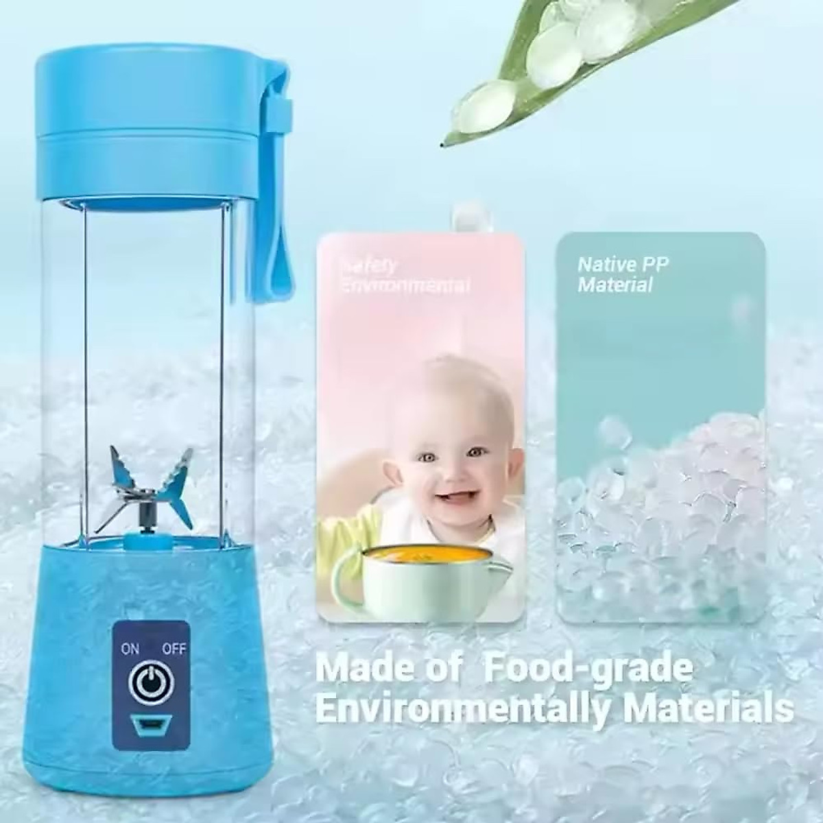 16oz Portable Blender, USB Rechargeable Personal Size Blenders, Smoothie Blender with 6 Blades for Protein & Shakes, Mini juicer with Extra Handle Lid for Travel Sports Outgoing