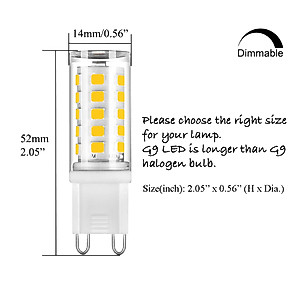 SumVibe G9 LED Bulb Dimmable, 4W G9 LED Bulb Daylight White 6000K, G9 Halogen Bulb 40 Watt Replacement, 6-Pack