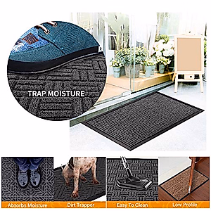 Mibao Door Mats, Extra Large Door Mat, Indoor Door Mats for Entryway, Outdoor Mats for Home Entrance，Welcome Mat Outdoor Rubber Door Mats, 46"x72", Gray