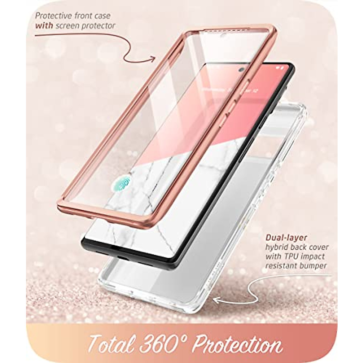 i-Blason Cosmo Protective Case for 6.7-Inch Google Pixel 6 Pro (2021), Marble Pink
