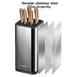 Universal Knife Block Holder, Large Black Stainless Steel Kitchen Knife Organizer without Knives, Modern Countertop Space Saver Knife Storage Stand with Scissors-slots (black)