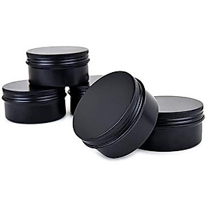 Healthcom 12 Packs 3 Oz Empty Jars 90ml Black Round Aluminum Tin Cans Screw Top Metal Steel Tins Lip Balm Tins Box Cosmetic Containers Storage Organization for Candles Salve Crafts Spice Tea Gift