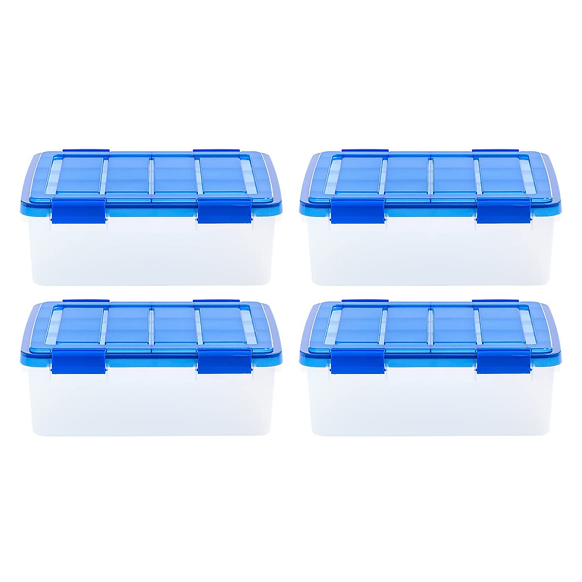 IRIS USA 4Pack 30qt WEATHERPRO Airtight Plastic Storage Bin with Lid and Seal and Secure Latching Buckles