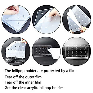 Yookat 2 Pack Acrylic Lollipop Holder Acrylic Cake Pop Stand 50PCS Clear Treats Bags 50PCS Lollipop Sticks and 50PCS Gold Metallic Twist Ties for Candy Cake Pop Sticks Making Tools