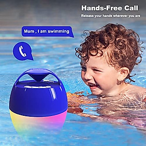 Portable Bluetooth Pool Speaker,Hot Tub Speaker with Colorful Lights,IP68 Waterproof Floating Speaker,360° Surround Stereo Sound,85ft Bluetooth Range,Hands-Free Wireless Speakers for Shower Spa Home