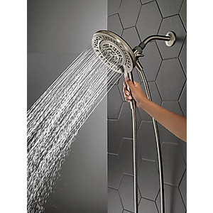 Delta Faucet 7-Setting In2ition Dual Shower Head with Handheld Spray, Brushed Nickel Shower Head with Hose, Showerheads & Handheld Showers, Handheld Shower Heads, Satin Nickel 75687DSN