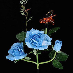 Outdoor Solar Powered Flower Shape LED Light Simulation Bee Lamp Landscape LED Rose Lights for Home Garden Yard Lawn Path Way Party Decorative