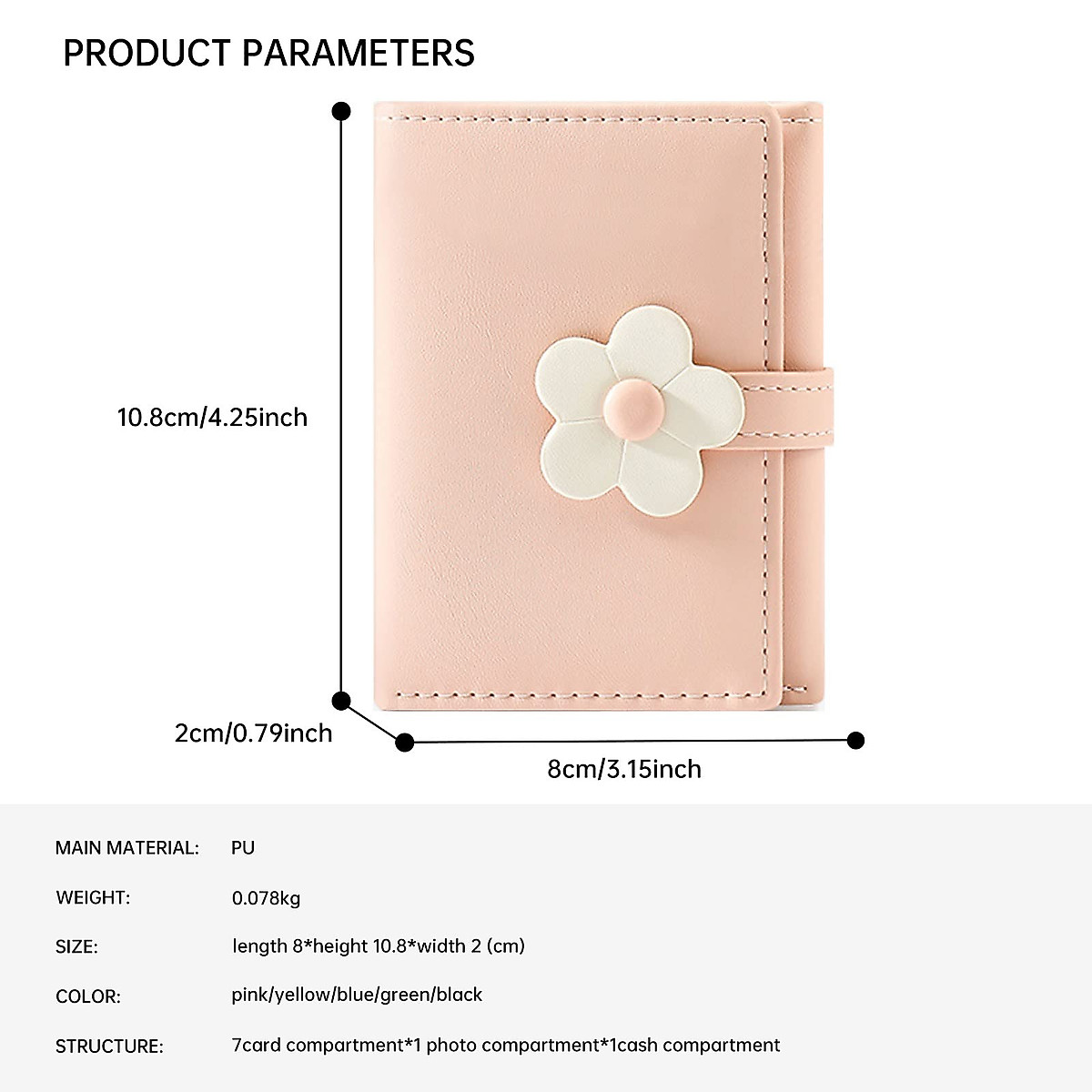 LJCZKA Cute Small Wallet for Girls Women - RFID Blocking PU Leather Tri-folded Flowers Cash Pocket with Card Holder Slim Short Wallet (Pink)