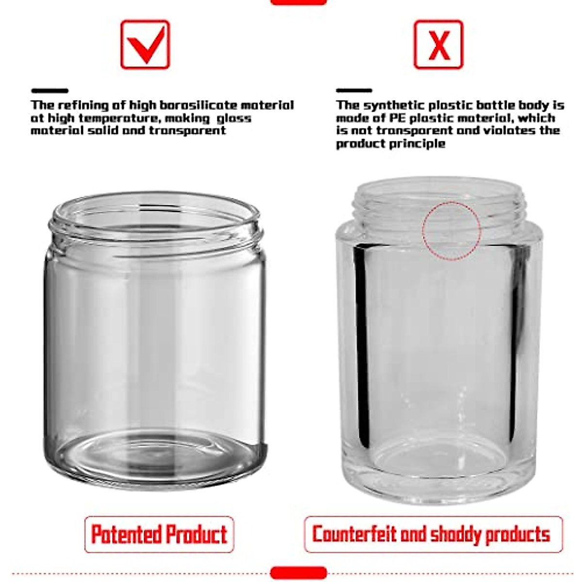 GORDON Magnifying Viewing Jar With LED Light, Transparent Light-Up Glass Storage Stash Jar With Mag Lid, Airtight, Smell Proof (Black)