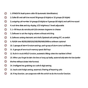 Caller Display Telephone Hands Free Calling Corded Landline Phone Adjustable Landline Telephone for Home Office Hotel Landline Phone for Seniors Answering Machine