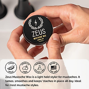 ZEUS Mustache Wax - Natural Shine, Moisturizing, Conditioning & Styling Mustache Wax, Light-Medium Hold – MADE IN USA