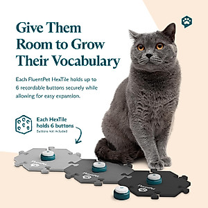 FluentPet HexTile - Dark Gray | Accessory Dog and Cat Button Learning Kits | Can Hold Up to 6 Buttons | Soft, Durable, and Non-Slip | Gift for Pet Lovers | Comes in 12 Colors