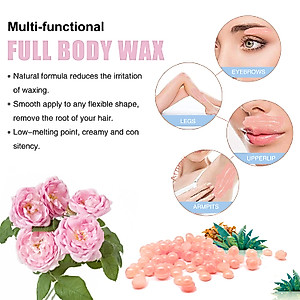 Auperwel Wax Beads for Hair Removal, 1.1LB Painless Salon Hard Wax Beans for Bikini, Eyebrow Facial, At Home Pearl Waxing Beads for Sensitive Skin with 20 Spatulas for Women Men(Rose)